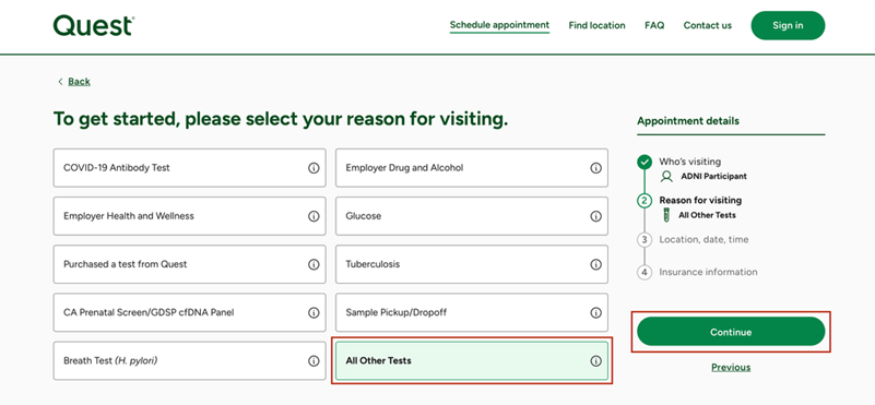I am enrolled in the ADNI Blood Biomarker study, how do I schedule a ...